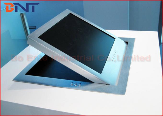 Motorized Computer Monitor Lift Brushed Aluminum With Vertical Flip Up ...