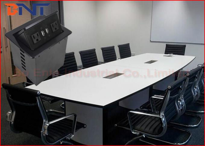 Desktop Pop Up Socket Box With USB Charger , Pop Up US Standard Plug