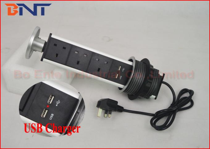 UK Standard Pop Up Counter Outlet , Vertical Pull Up Tower Socket