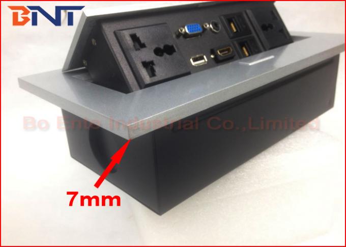 7Mm Thickness Hidden Desk Pop Up Sockets , Multi Function Socket Box ...