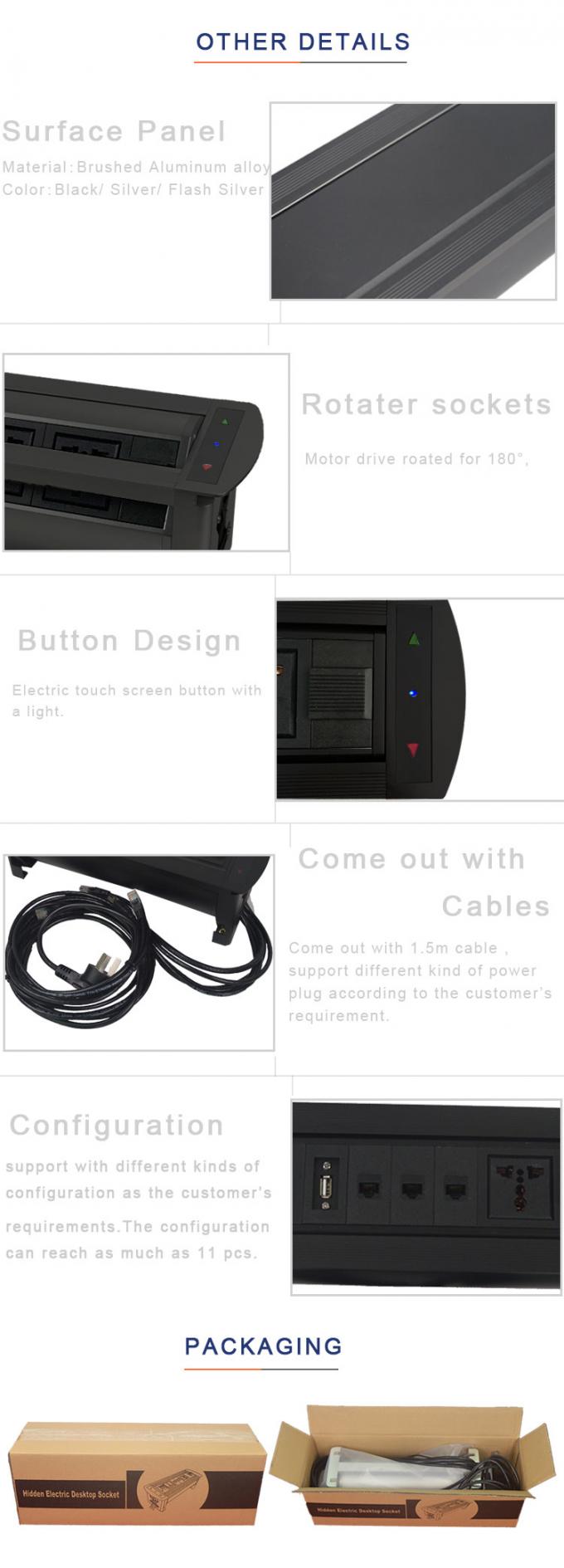Matte Black Conference Table Outlet , Desktop Motorized Flip Up Power ...