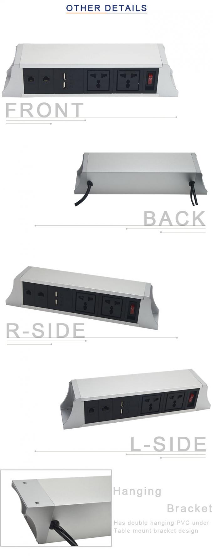 2mm surface thickness desk hanging power socket with frame plate side ...