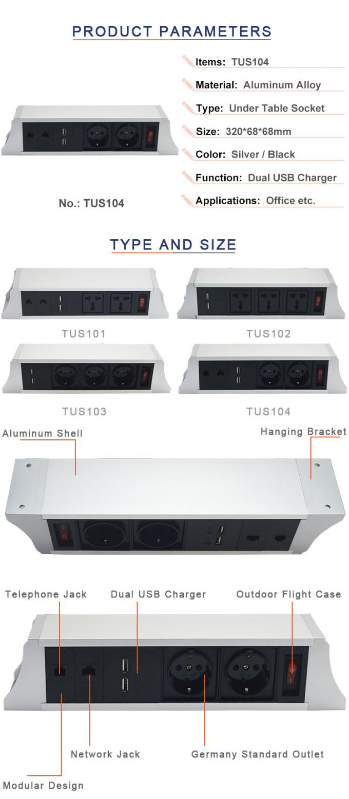 Aluminum Alloy Frame Desktop Plug Sockets