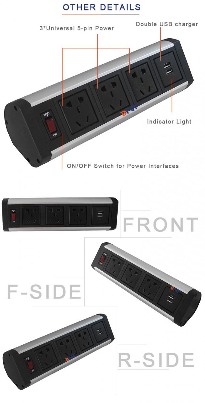 Clamp On Desktop Power Outlet , Office Desktop Electrical Outlet