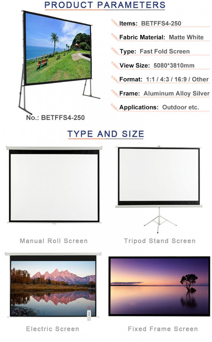 250 Inch Motorized Projector Screen For Large Scale Business Activities