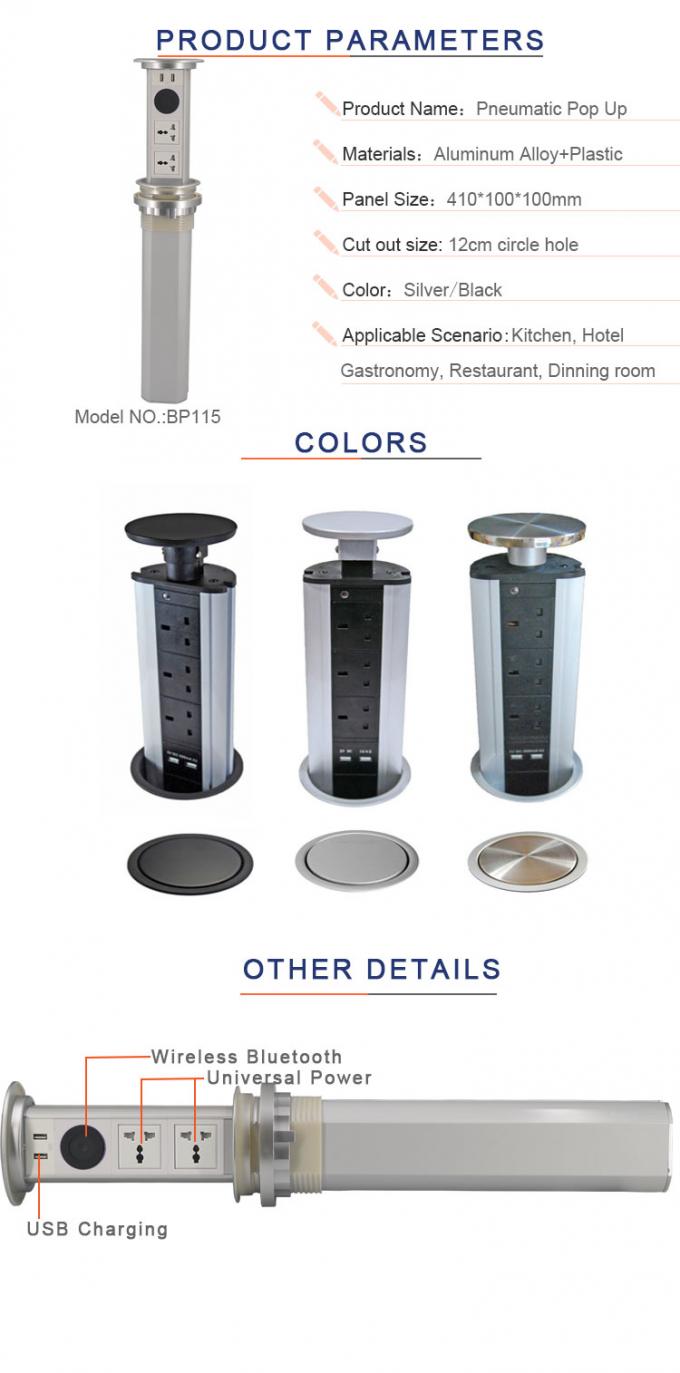 Customizable Kitchen Pop Up Outlet , Motorized Pop Up Electrical Socket