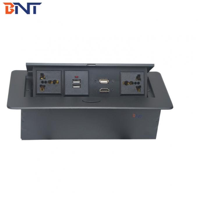 table top pop up box with double international power socket