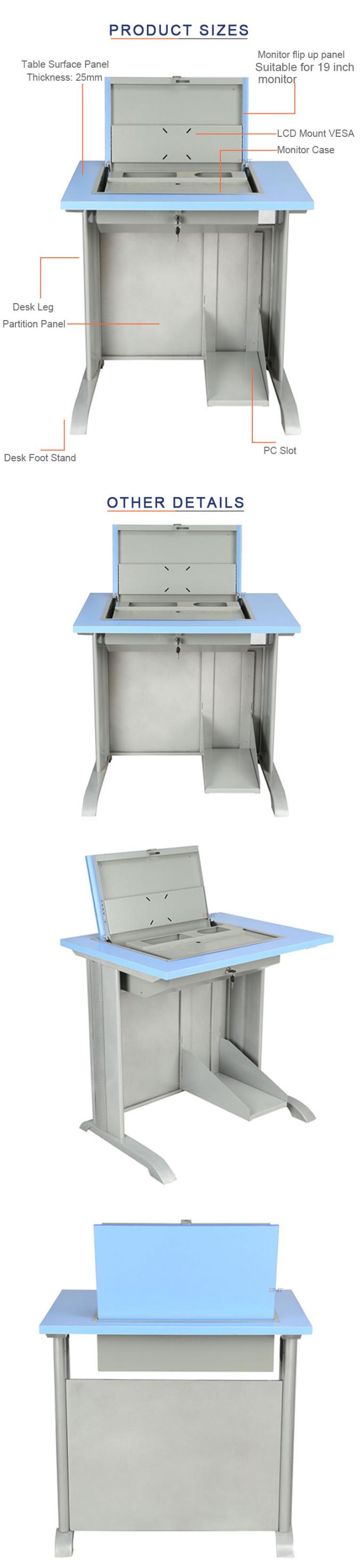 Double Flip Top Computer Desk For Audio - Video Conference Room / Classroom