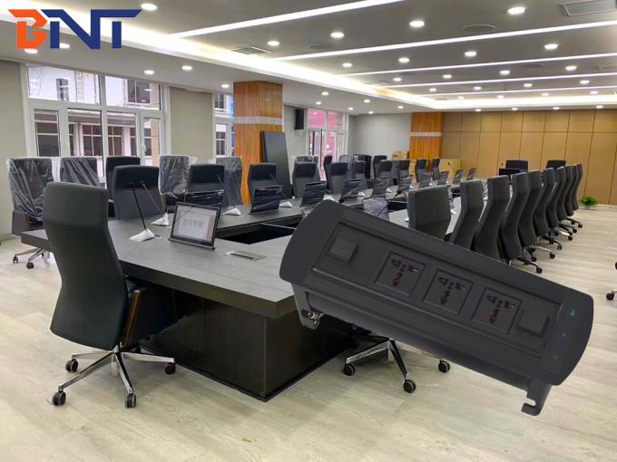 Manual Rotatable Conference Room Table Power Outlets , Desktop Hidden ...