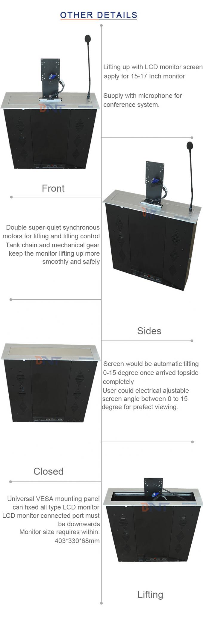 Computer Screen LCD Motorized Lift With 15 Degree Overturn Angle