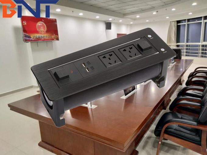 Electric Rotating 2mm Panel Thickness Silver Table Pop Up Hidden Connector