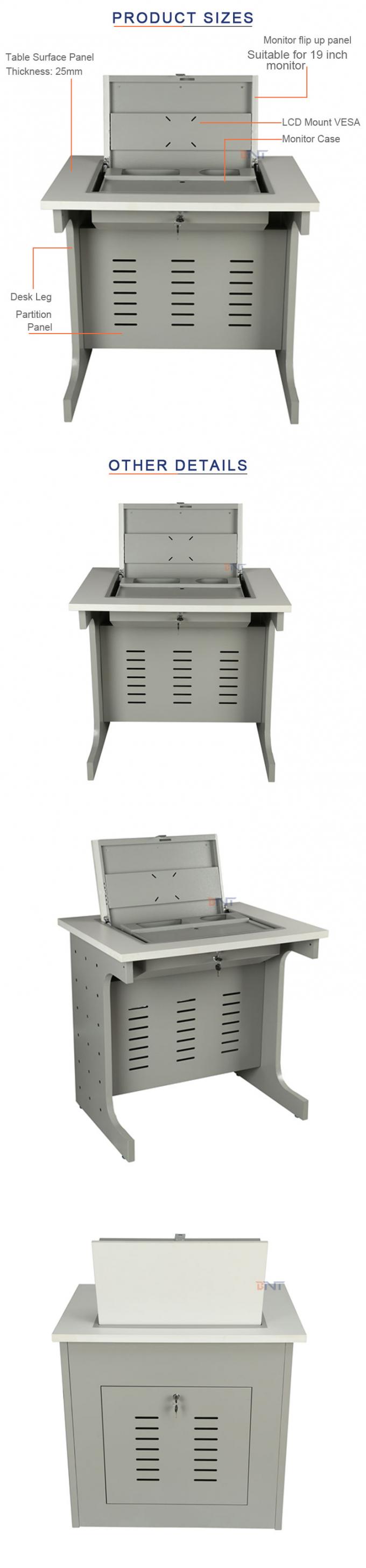 Cold Rolled Steel Flip Top Computer Desk , Manual Rotating Single ...