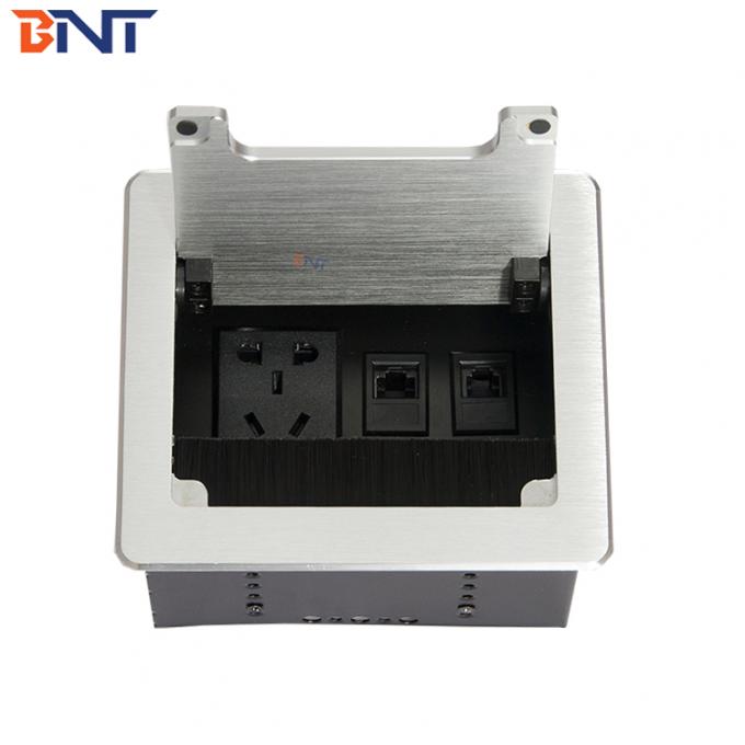 black table flip up socket with brushed flip-open cover used in office ...