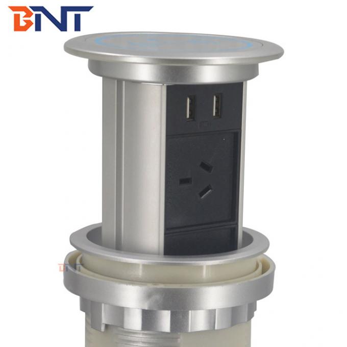 Aluminum Alloy Desk Mounted Kitchen Pop Up Plug Socket
