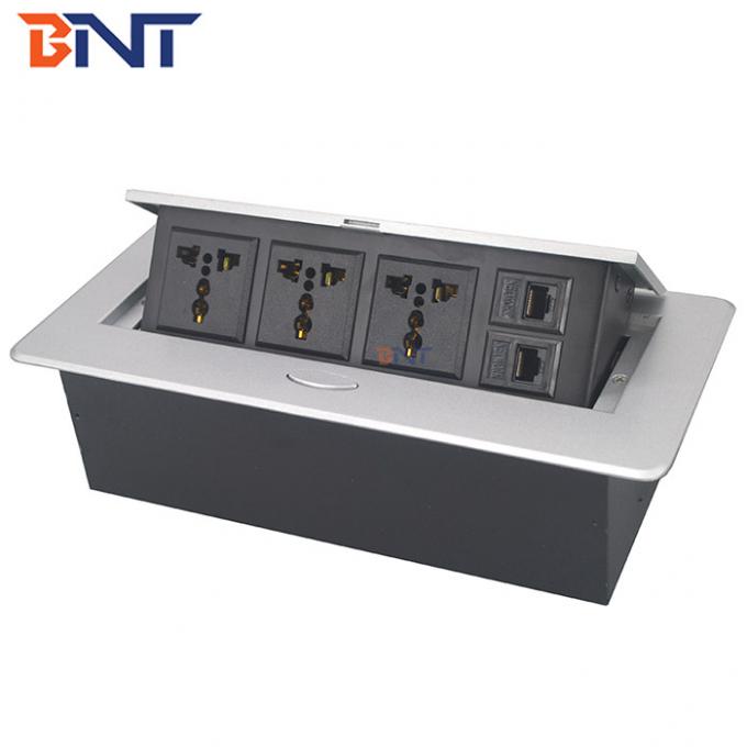 Pop Up Type Table Mounted Power Data Socket Outlet Box With RJ45 Data Ports