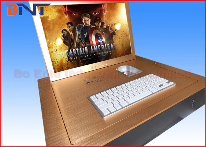 Gold Color 19" Computer Monitor Lift , Flip Up LCD Lift With Infrared ...