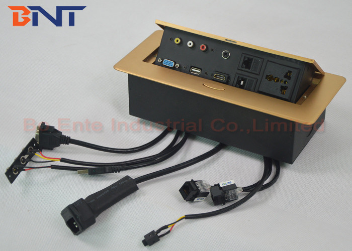Rose Gold Surface Panel Conference Tabletop Pop Up Power Socket Box ...
