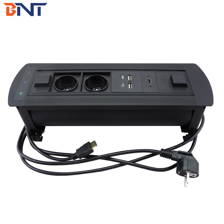Round Corner Flip Up Plug Sockets With 2 EU Standard Power Outlets