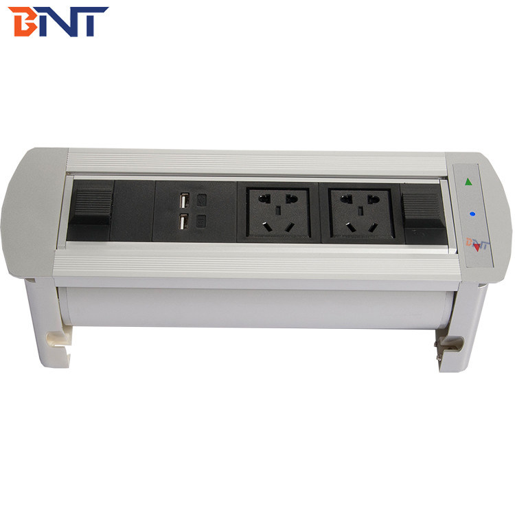 Electric Rotating Silver Color Table Pop Up Multimedia Connector Double ...