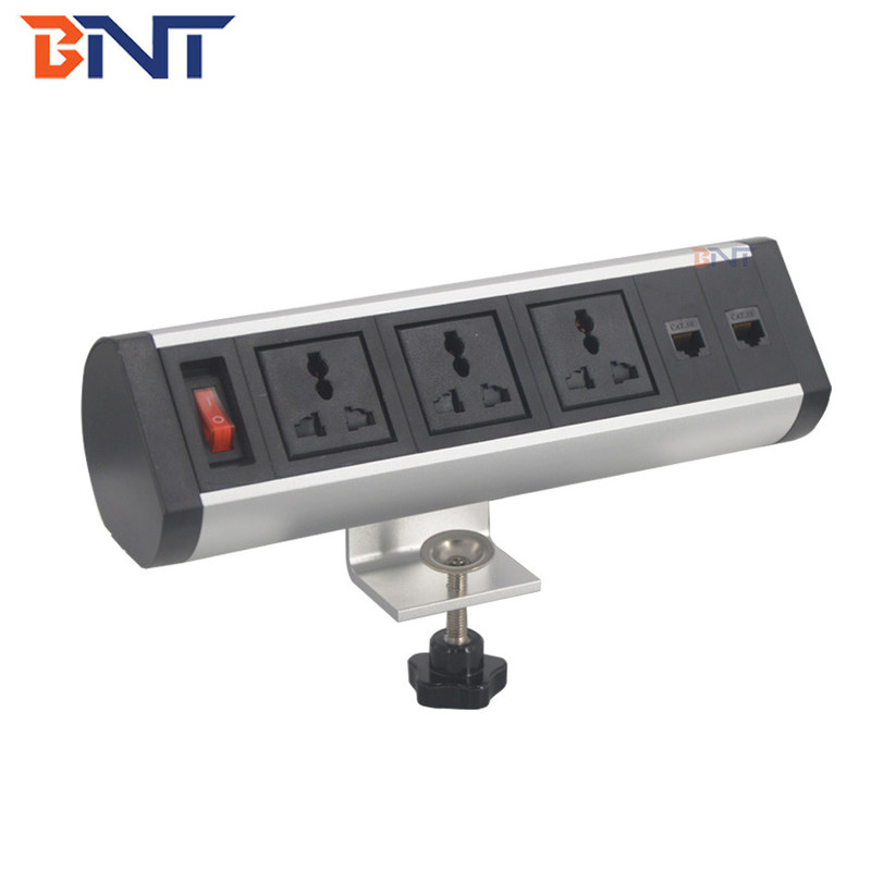 multimedia office power clamp-on desk edge socket with bracket /desktop ...