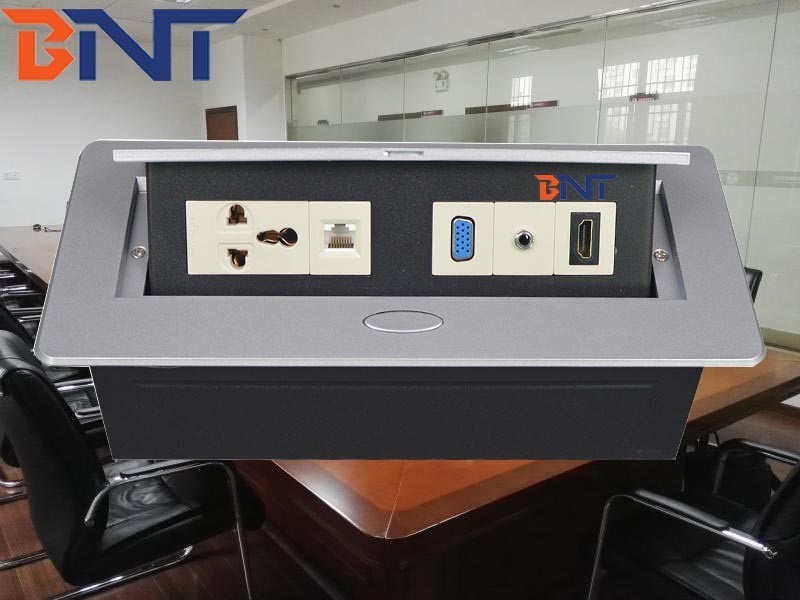 Silver Color Desktop Pop Up Power Data Socket HDMI Interface Zinc Alloy ...