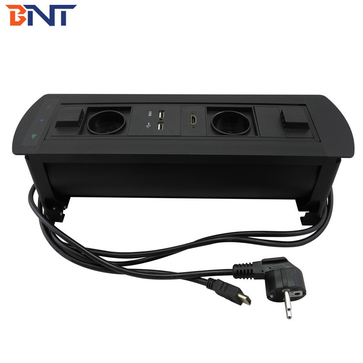 Hidden Tabletop Motorized Flip Up Power Outlet 180 Degree Panel Size
