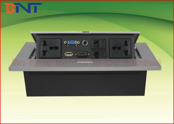 7Mm Thickness Hidden Desk Pop Up Sockets , Multi Function Socket Box ...
