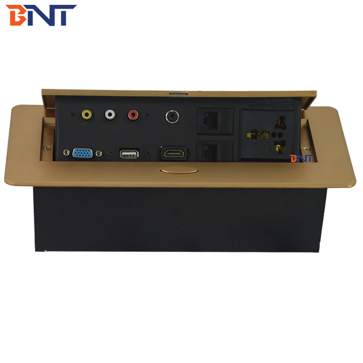 Gold Zinc Alloy Pop Up Media Socket Oval Corner With RCA / HDMI ...