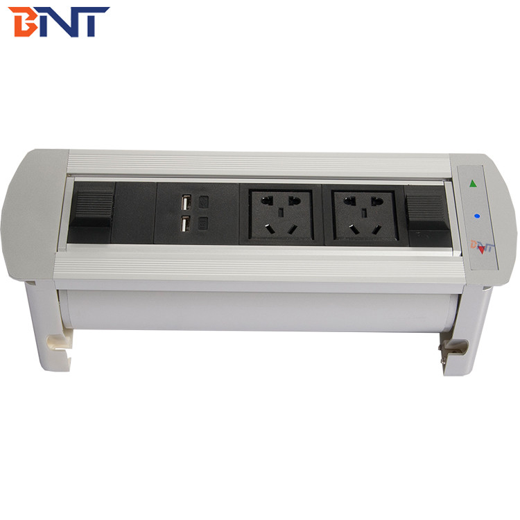 Electric Rotating Silver Color Table Pop Up Multimedia Connector Double ...